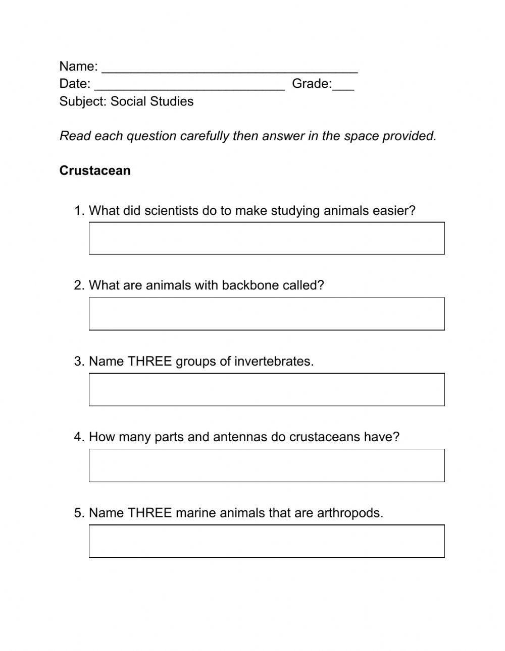 635879 | Crustaceans | AnnaClyde | LiveWorksheets