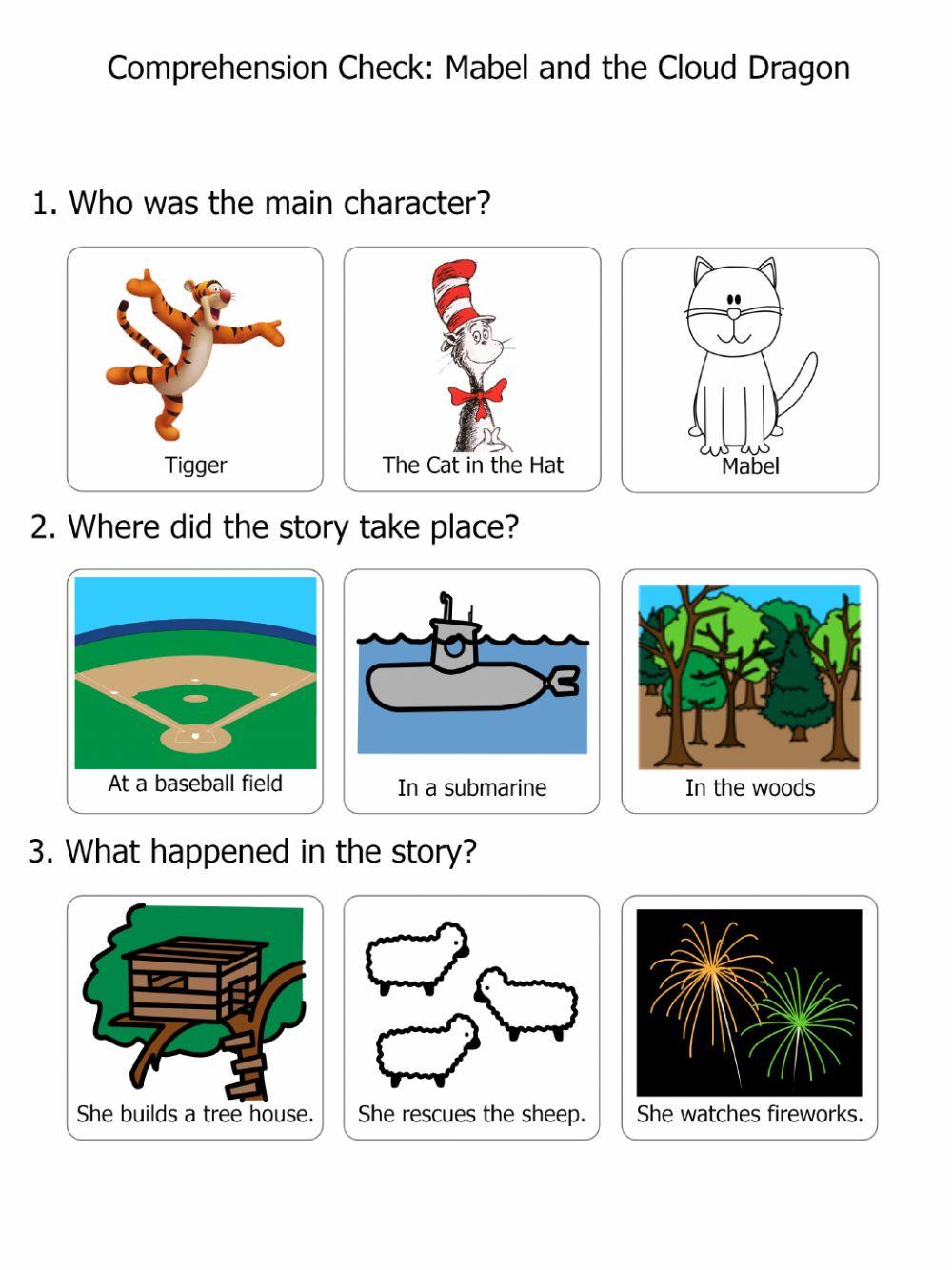 Mabel and the Cloud Dragon Comp Check worksheet | Live Worksheets