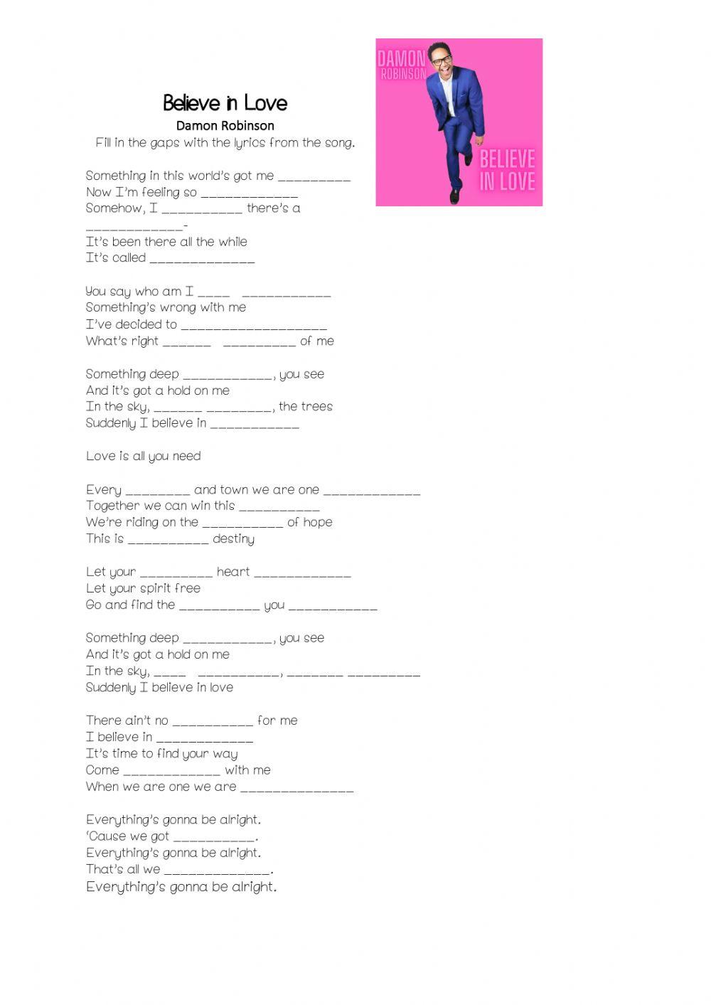Lyric Gap Fill | Free Interactive Worksheets | 636367