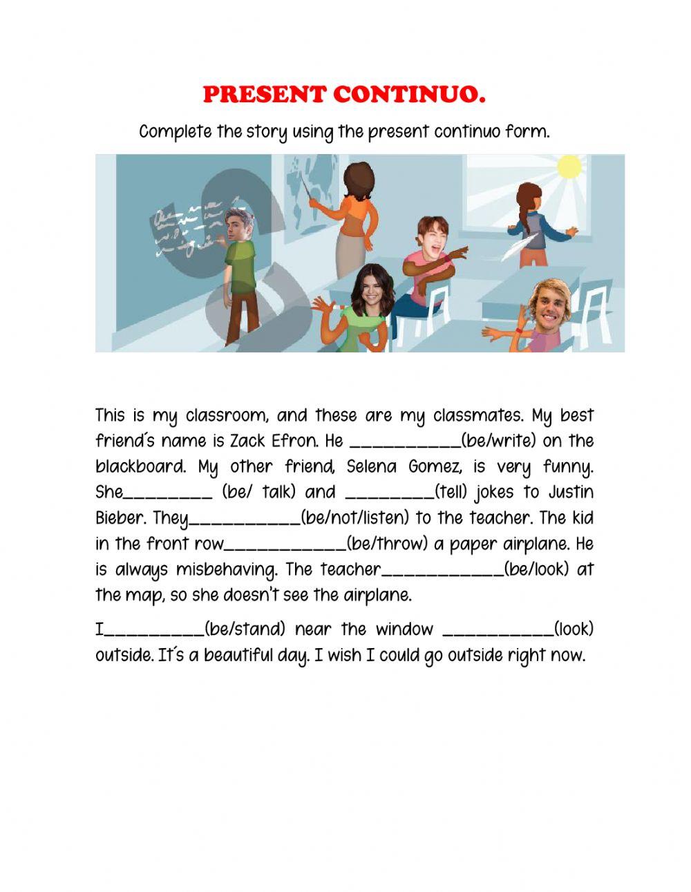 Present continuo. worksheet | Live Worksheets