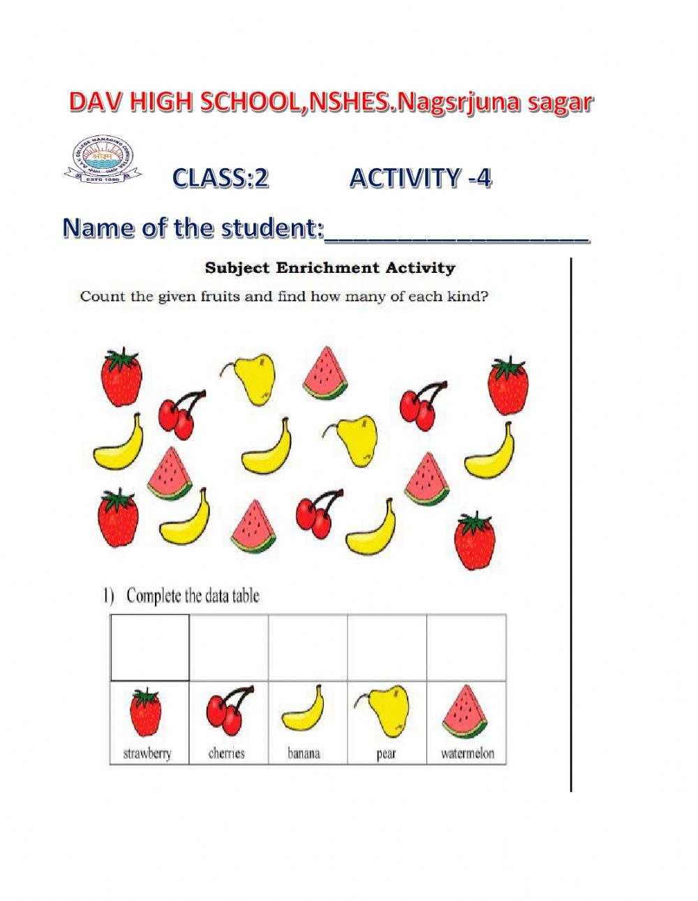 Data handling interactive exercise | Live Worksheets