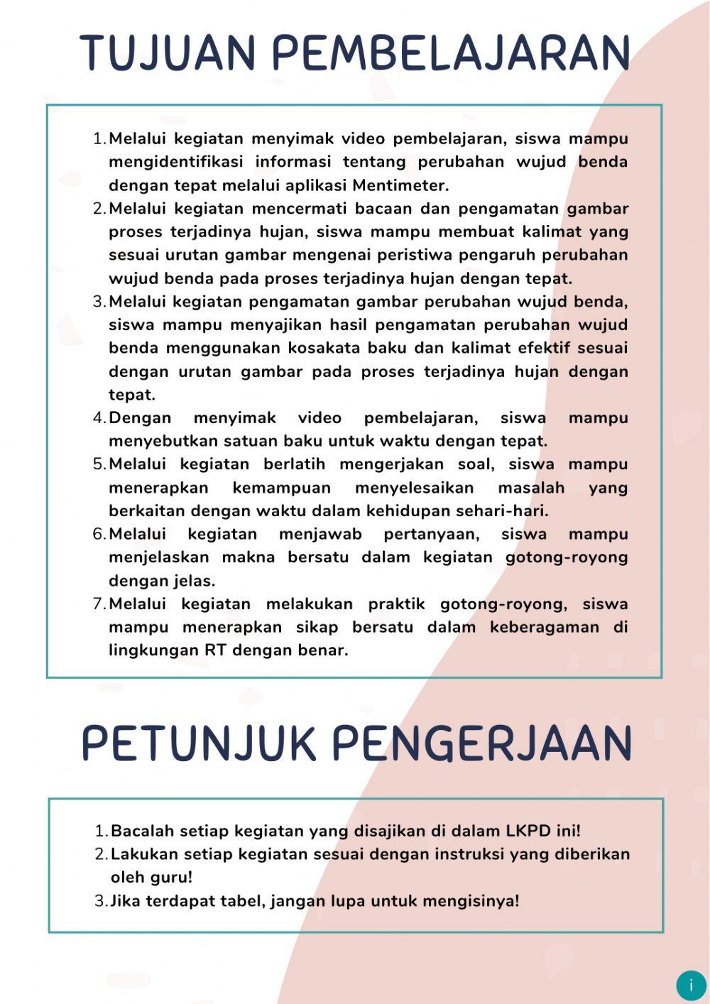 LKPD Tematik Tema Peristiwa di Lingkunganku worksheet | Live Worksheets