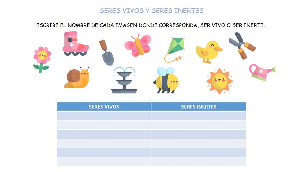 Ser vivo y ser inerte worksheet | Live Worksheets