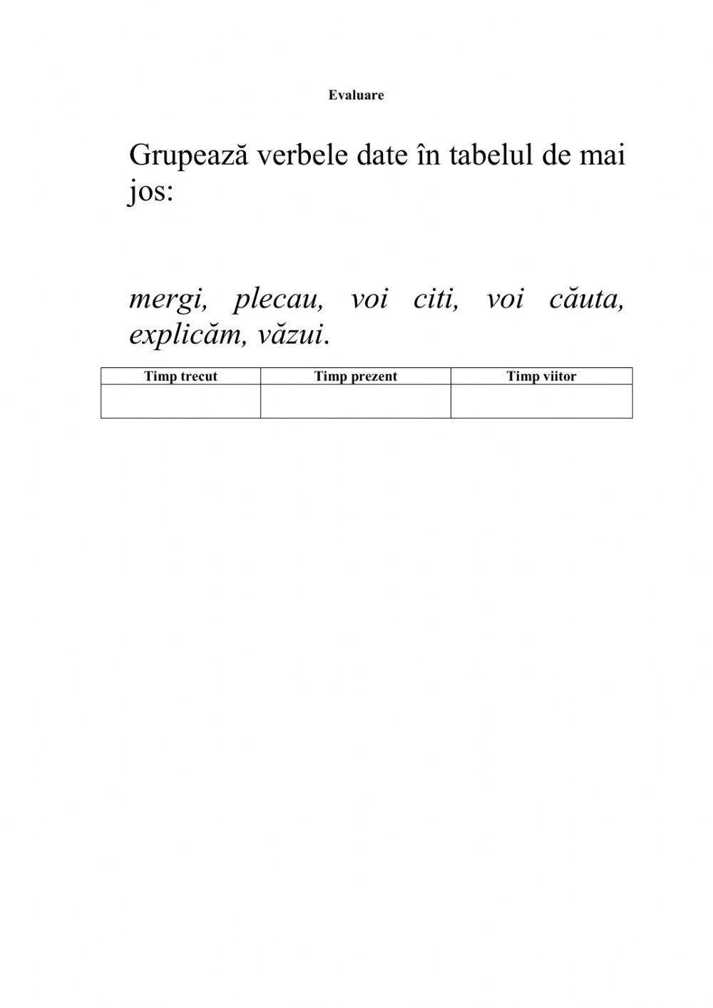 Timpurile verbului interactive worksheet | Live Worksheets