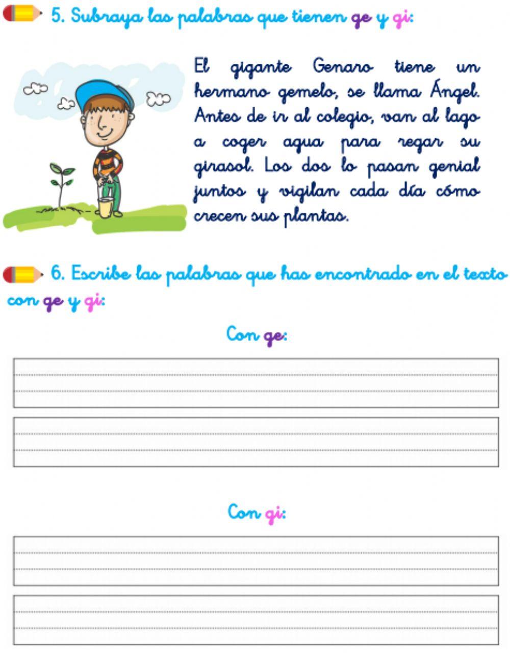 Fonema ge gi worksheet | Live Worksheets
