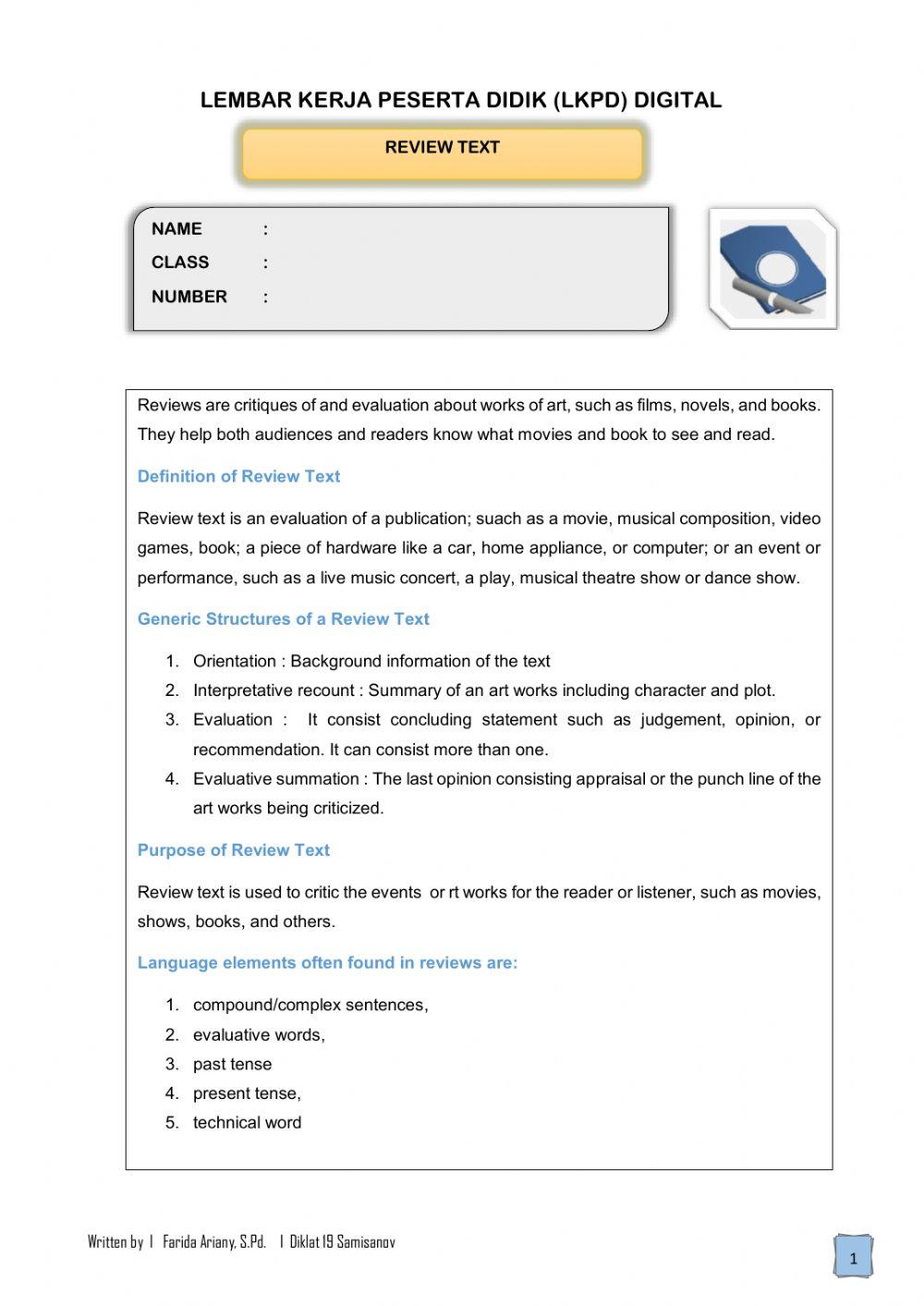 LKPD Digital Review Text worksheet | Live Worksheets