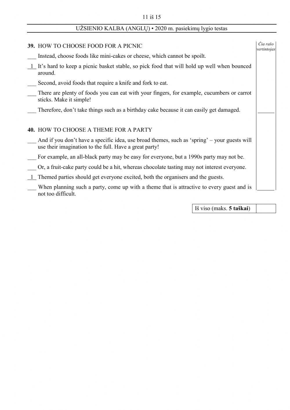 Level placement test 2020 worksheet | Live Worksheets