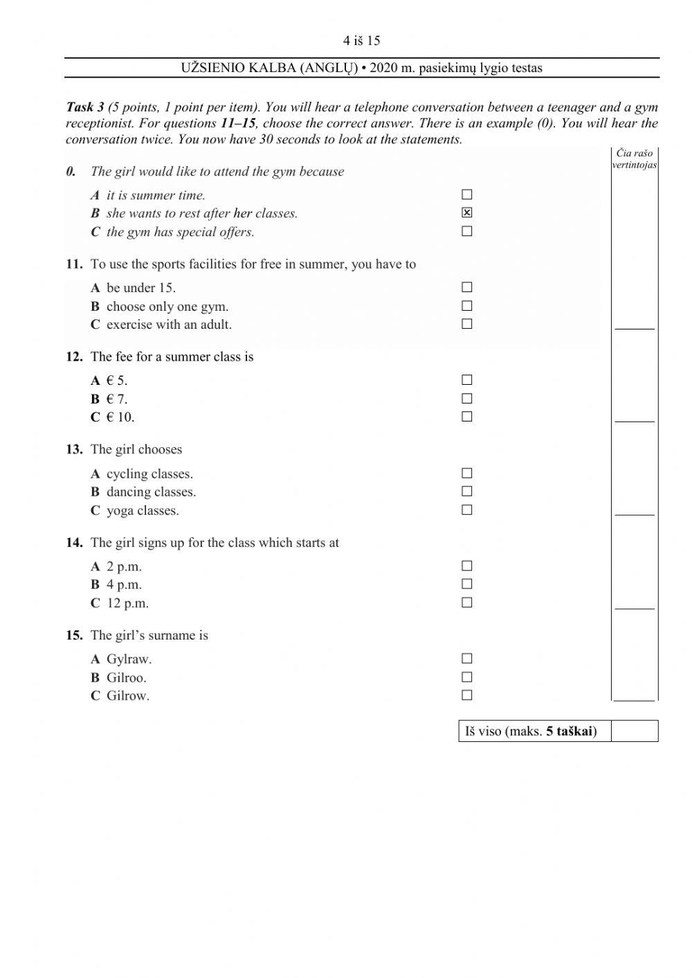 Level placement test 2020 interactive worksheet | Live Worksheets
