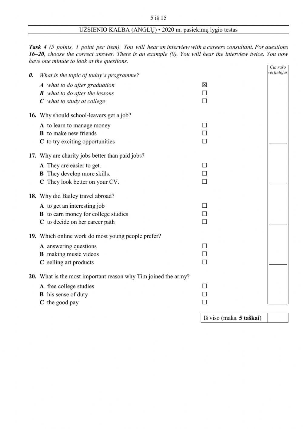 Level placement test 2020 interactive worksheet | Live Worksheets