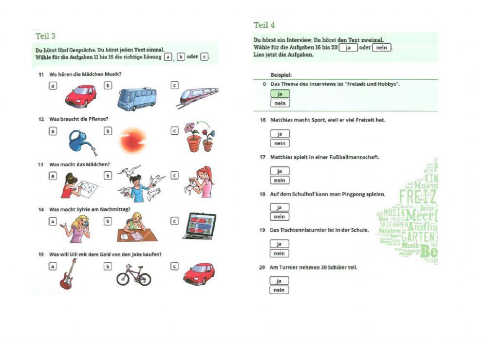 A2 HÖREN KLASSENARBEIT Sport und Freizeit (Heft) online exercise for | Live Worksheets