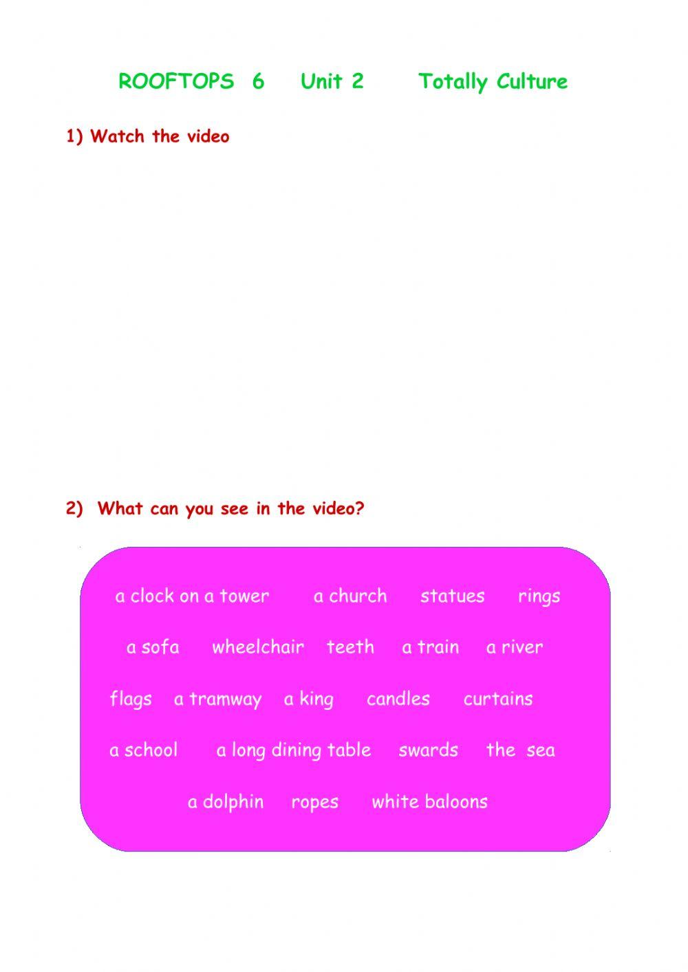 Totally Culture At the dig Rooftops 6 Unit 2 worksheet | Live Worksheets