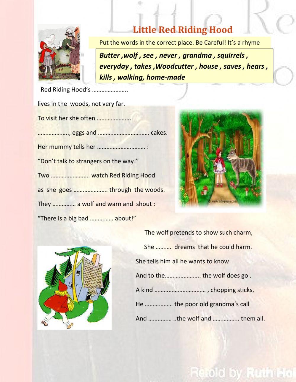 Pdf online worksheet: Little Red Riding Hood | Live Worksheets