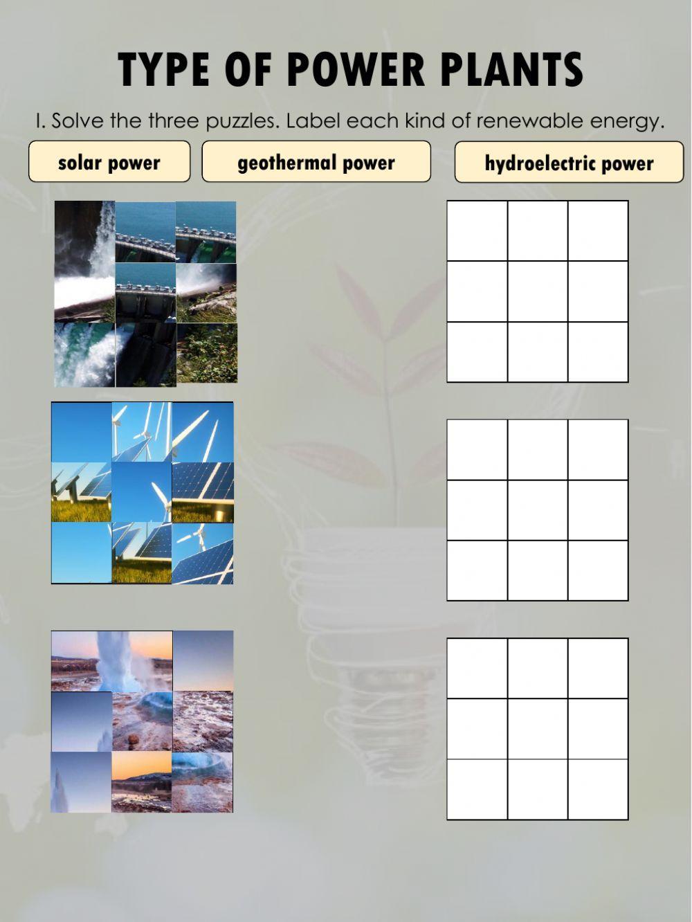 Type of Power Plants | caritoh26 | Live Worksheets