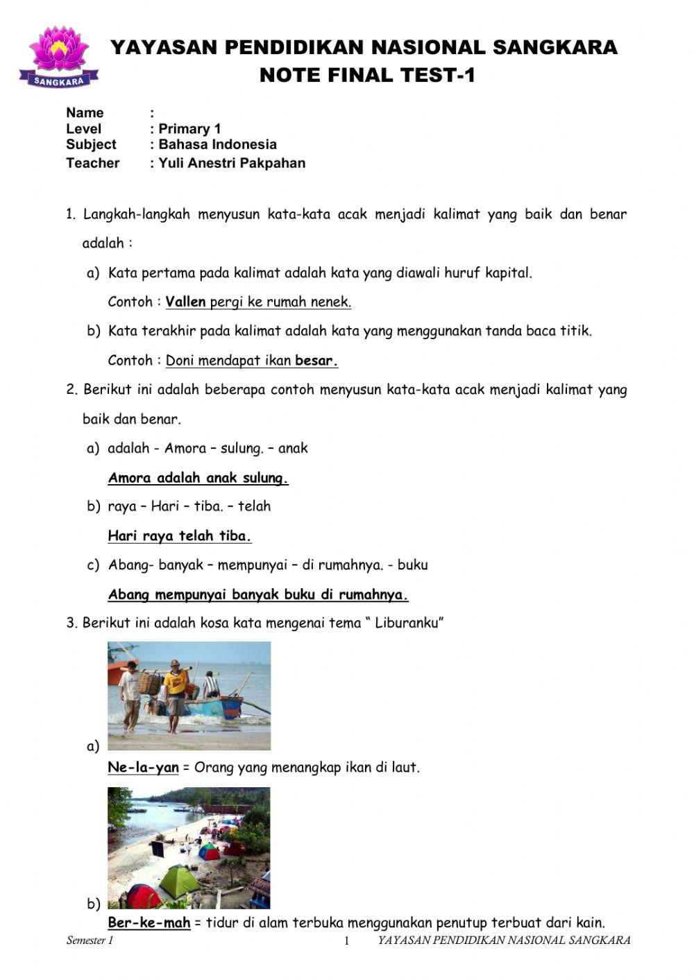 Ecek ecek | YULI ANESTRI PAKPAHAN | Live Worksheets