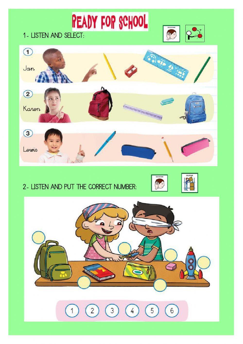 Classroom supplies online exercise | Live Worksheets