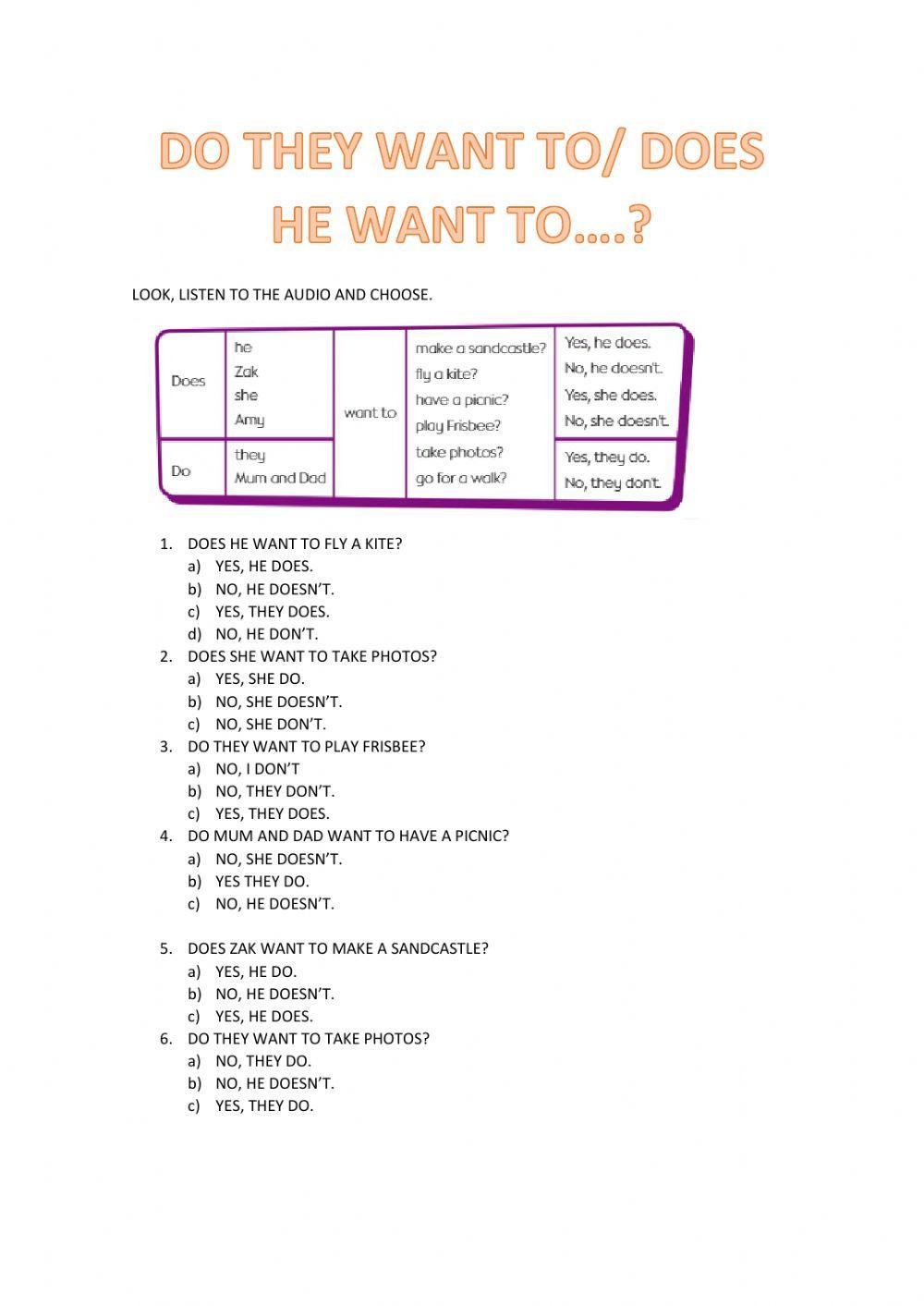 Does he want to… | Free Interactive Worksheets | 642181