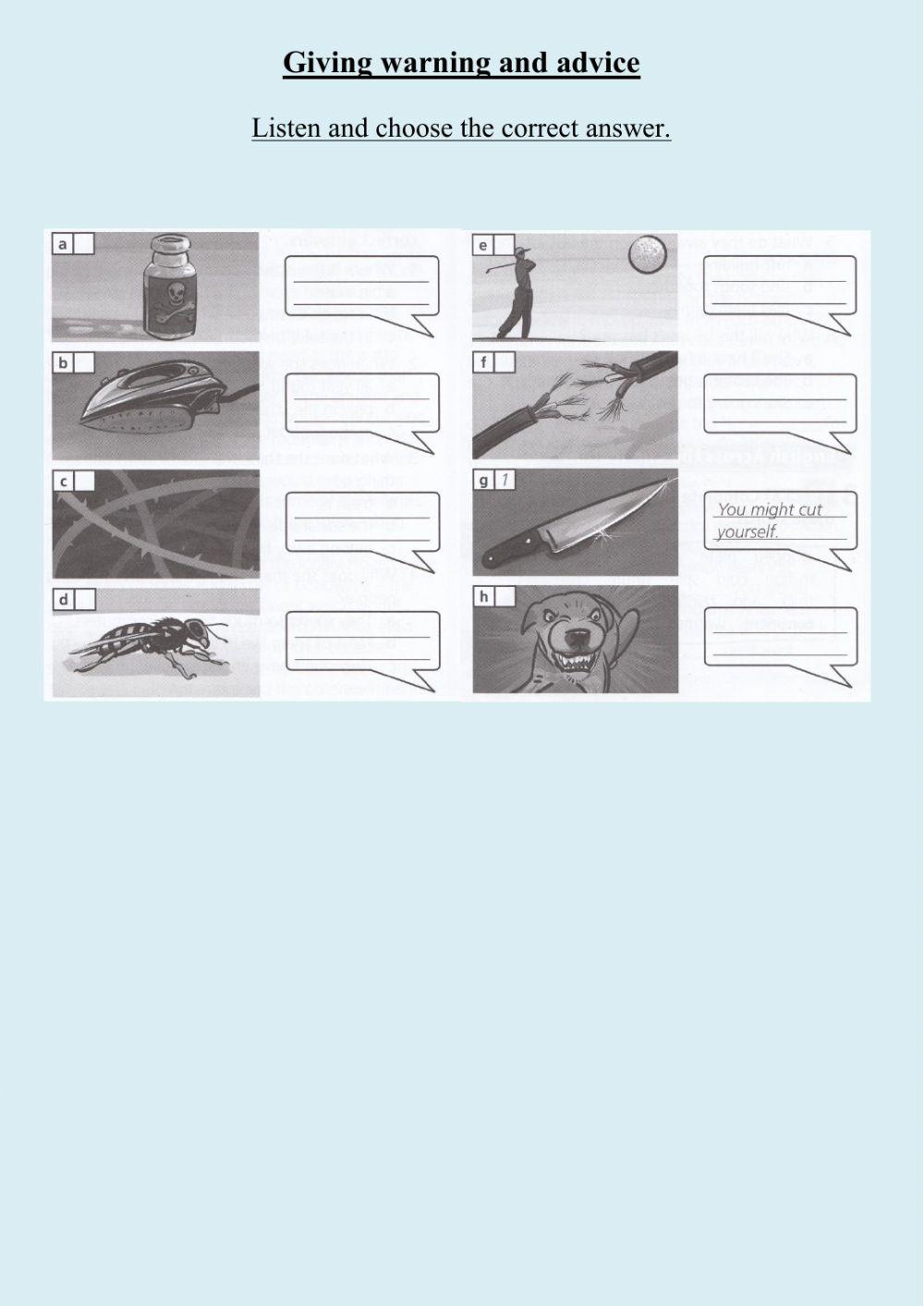 Giving warnings… | Free Interactive Worksheets | 6365939