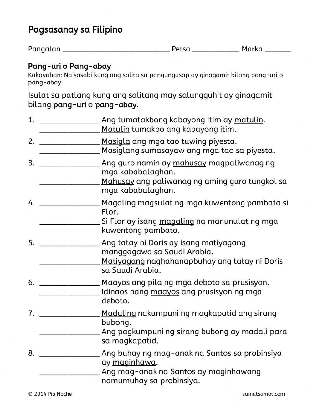 Iba Pang Uri Ng Pang Abay Worksheet Live Worksheets 49 Off – Lights Crystal