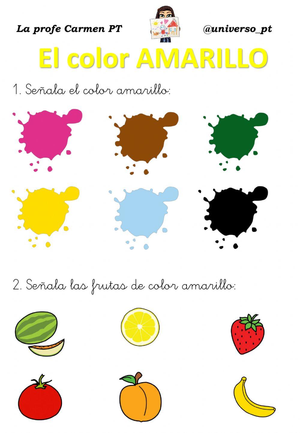 Color amarillo exercise | Live Worksheets