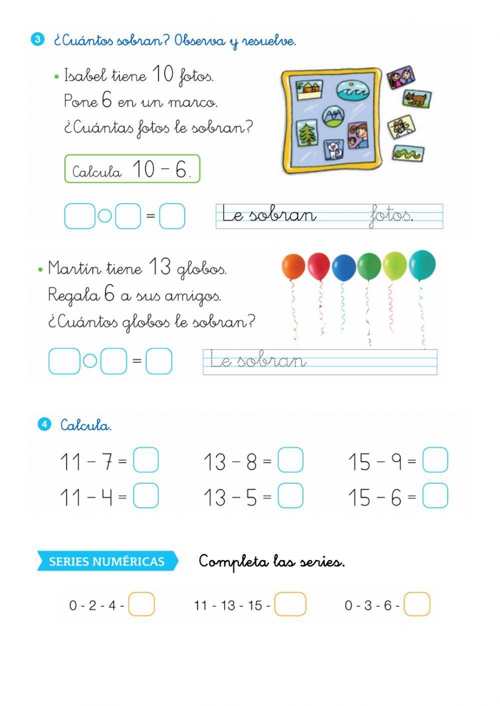 Restas con números hasta el 19 | LiveWorksheets | 642888