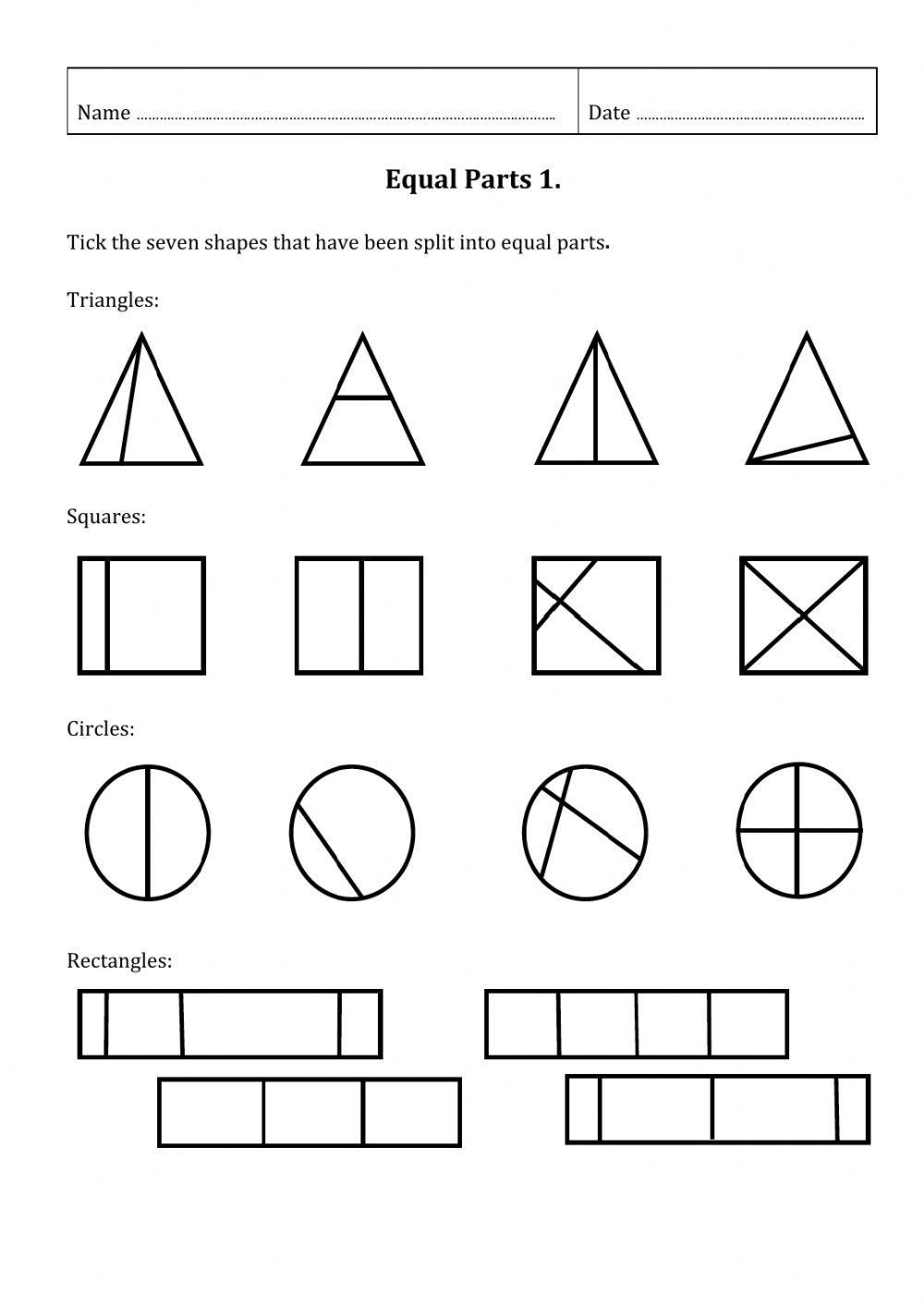 Equal Parts 1 online exercise for | Live Worksheets