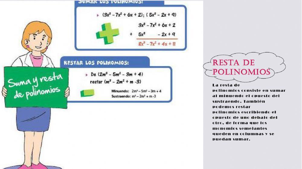 Resta de polinomios online worksheet | Live Worksheets
