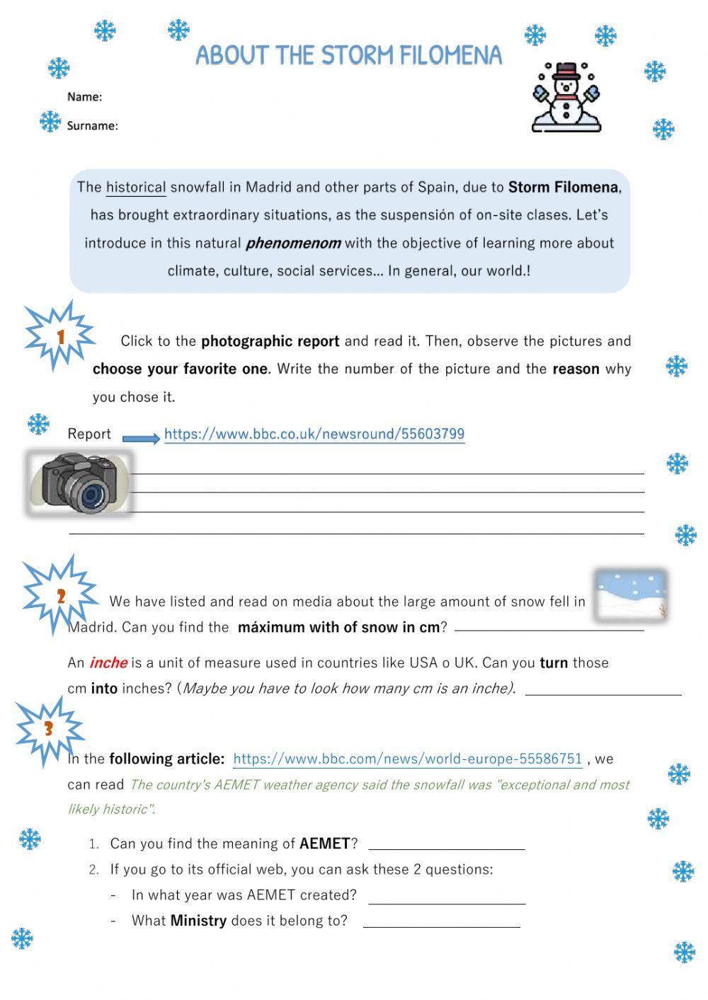 About Filomena worksheet | Live Worksheets