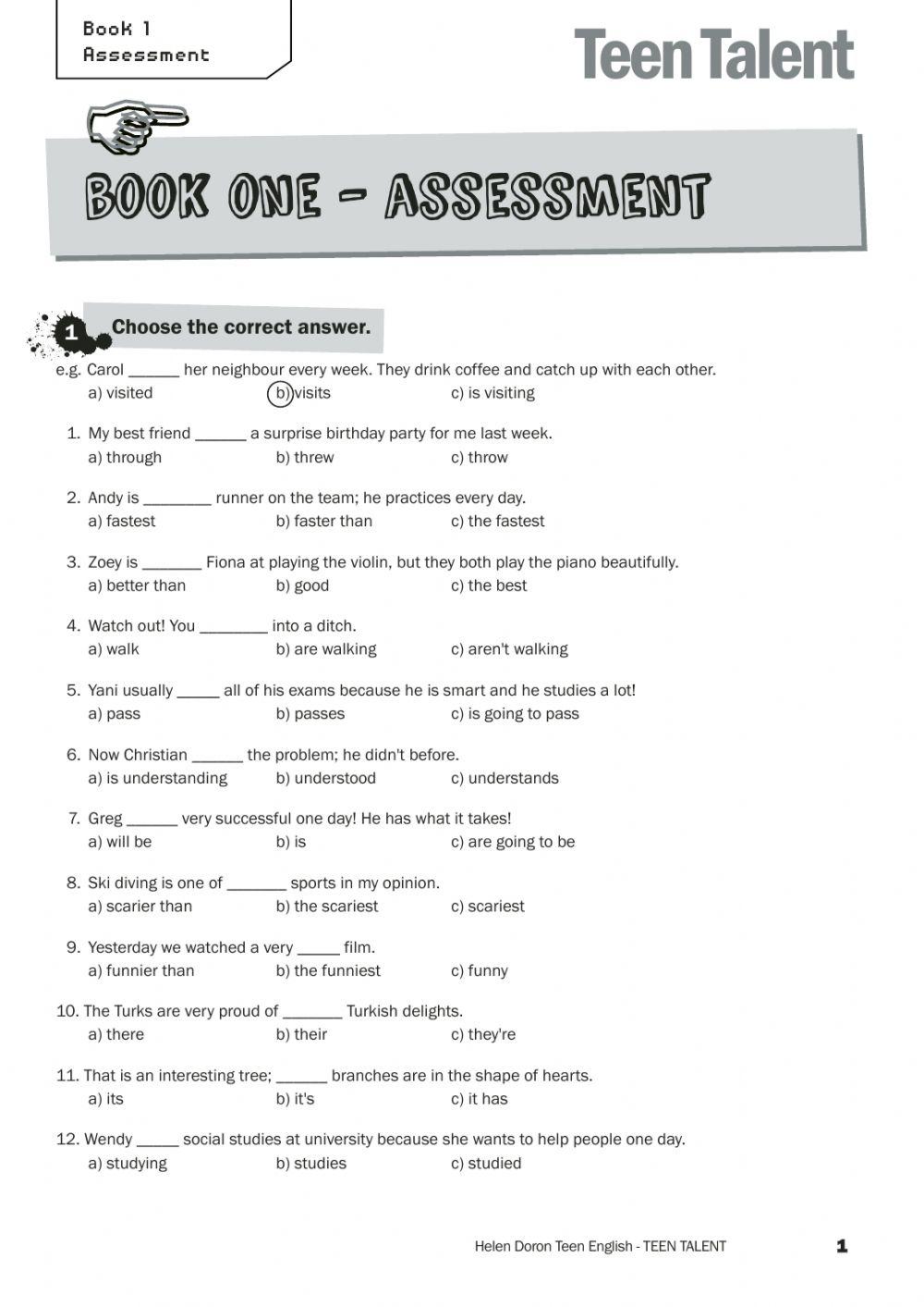 Teen Talent Book 1 Assessment 1 Units 1-2 4622798 | Anna