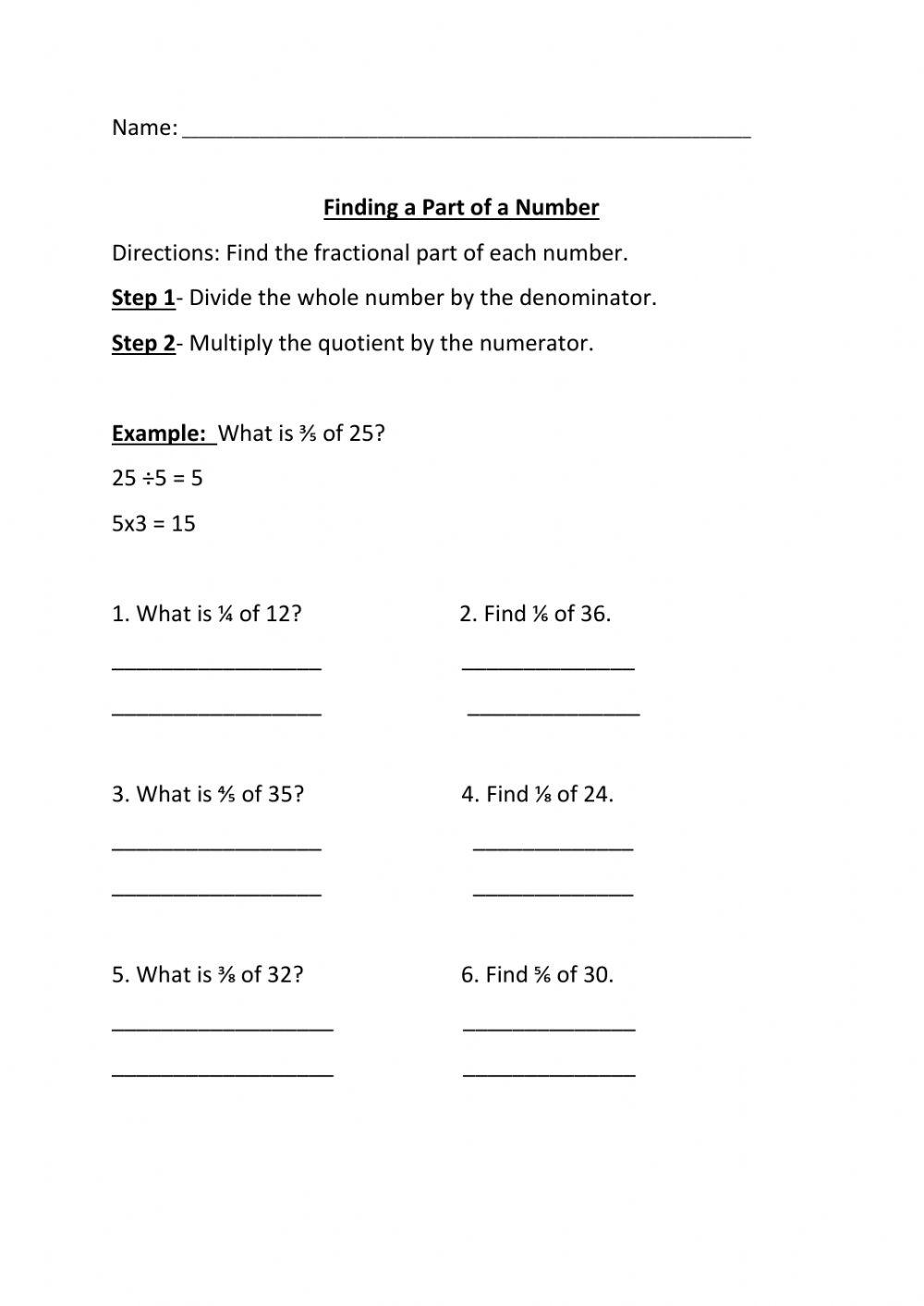 Finding Fractional Parts Of A Number Worksheet Live Worksheets finding-fractional-parts-of-a-number-worksheet-live-worksheets