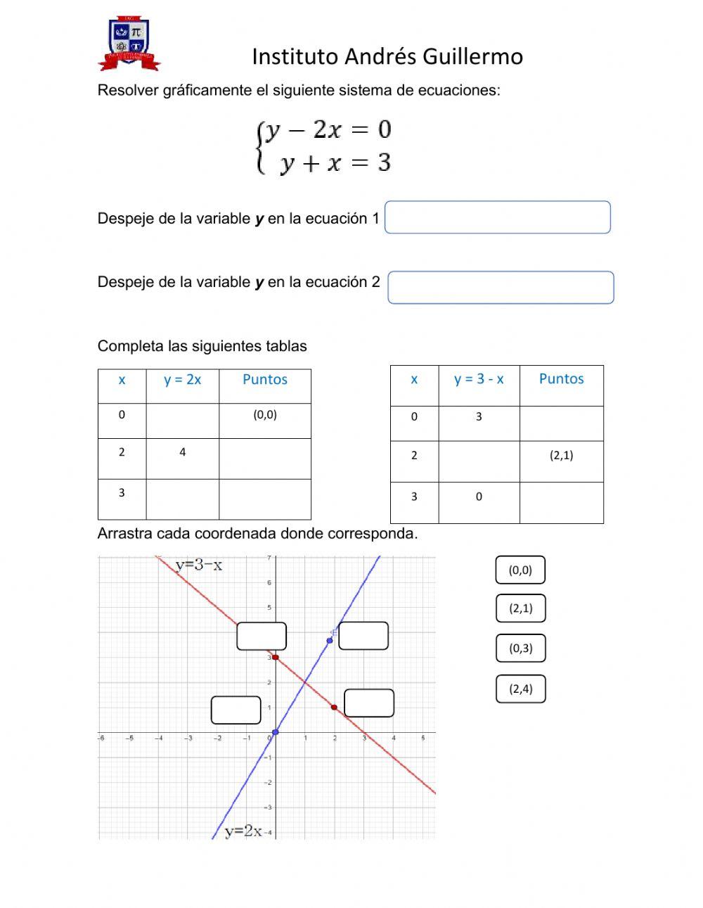 Sistema de ecua… | Free Interactive Worksheets | 4623065