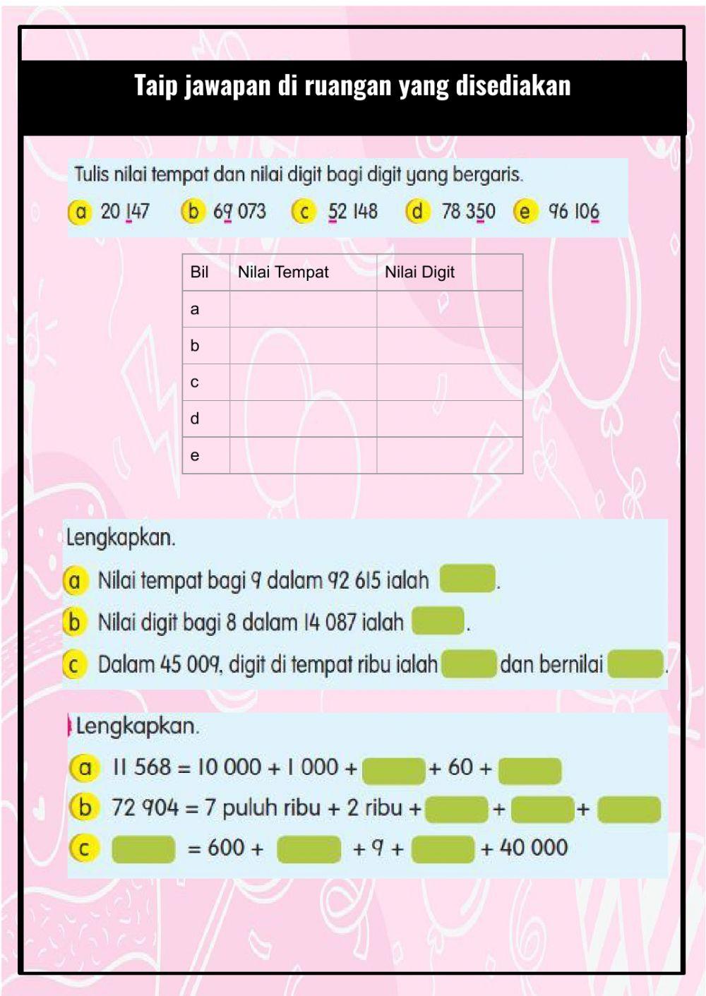 Matematik Tahun 4 interactive exercise | Live Worksheets
