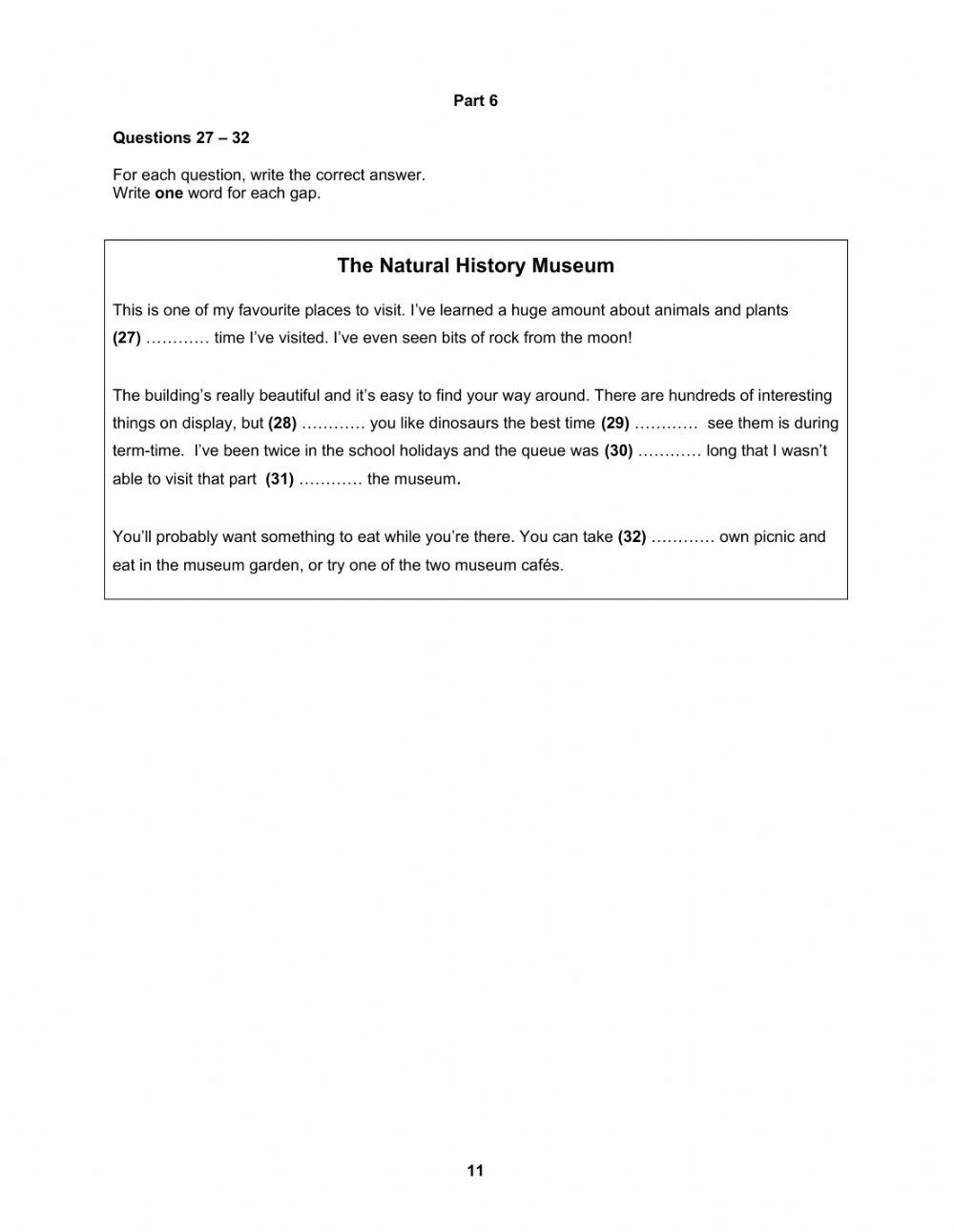 CAMBRIDGE B1 PRELIMINARY READING TEST 2 online exercise for | Live ...