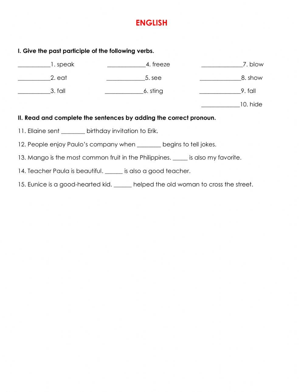 Re-quiz ENGLISH worksheet | Live Worksheets