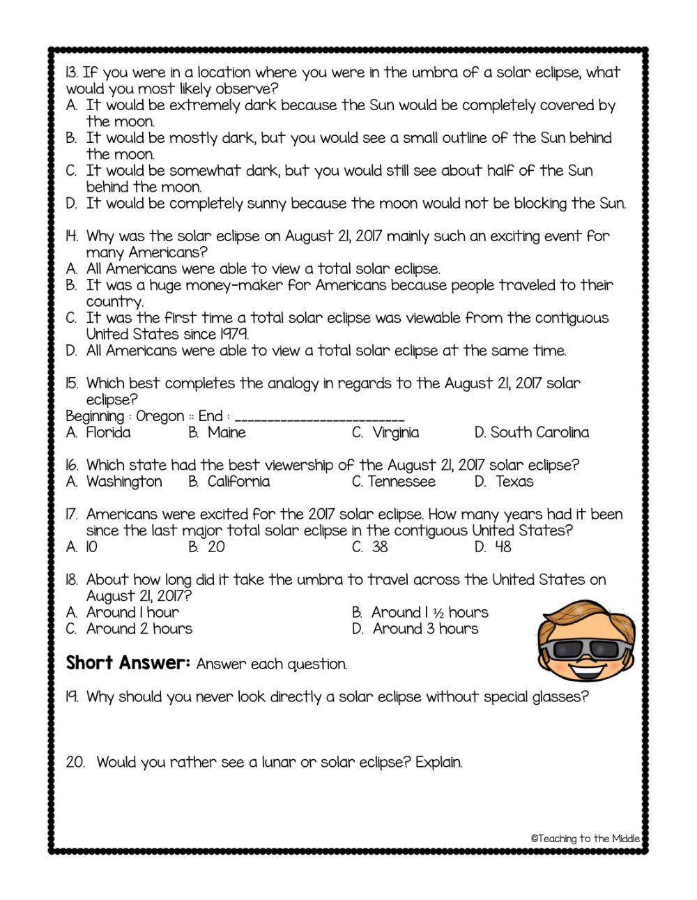 Lunar and Solar Eclipse online exercise for | Live Worksheets