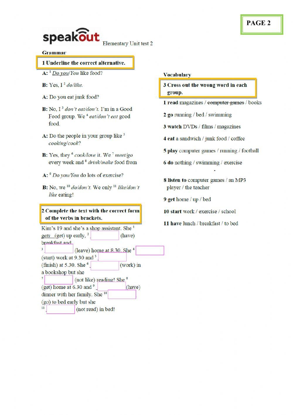 Present simple and the time online exercise for Elementary | Live ...