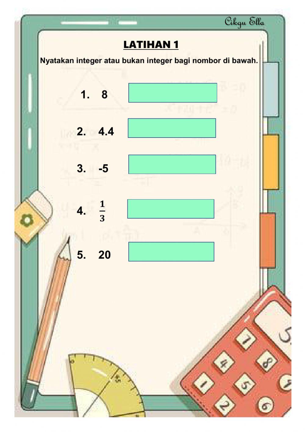 Integer 645799 | cikguella_smkpi | Live Worksheets