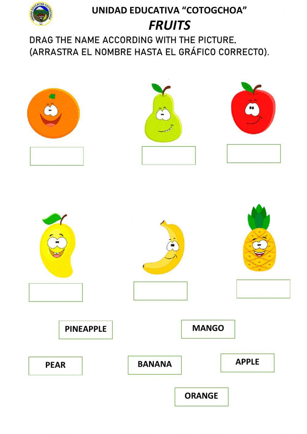 Fruits online exercise for FIRST | Live Worksheets