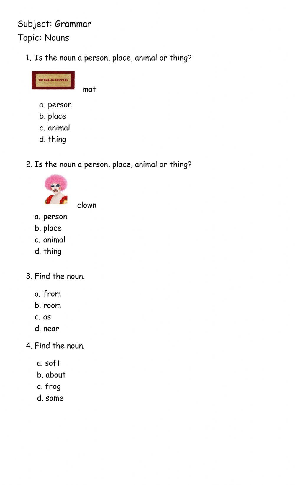 nouns online exercise for | Live Worksheets
