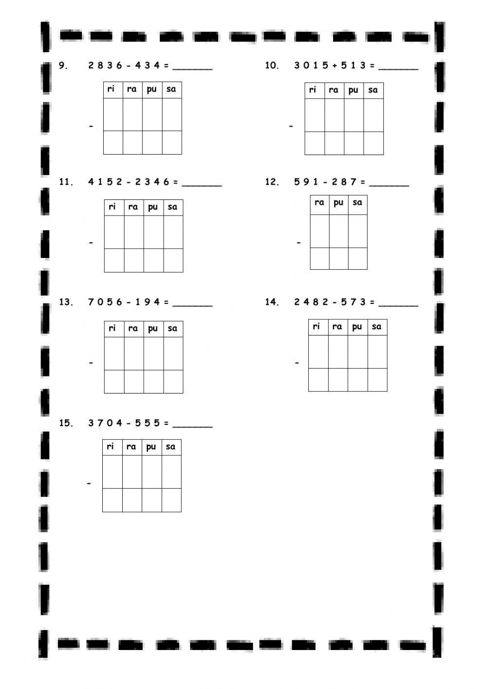 Operasi Tolak Hingga 1000 worksheet | Live Worksheets