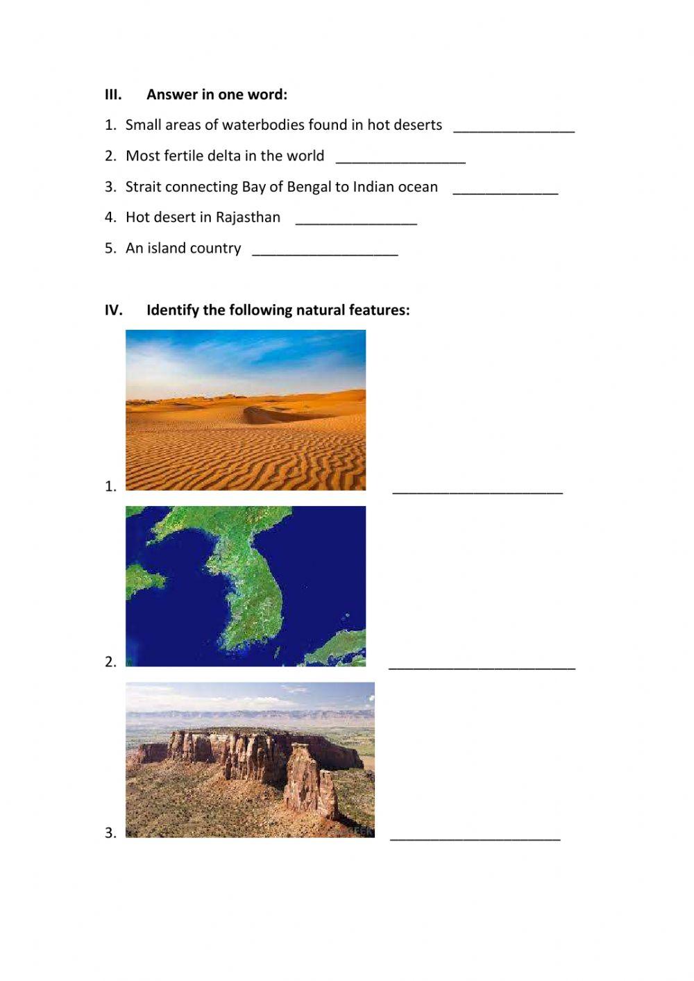 Landforms and Waterbodies WS online exercise for | Live Worksheets