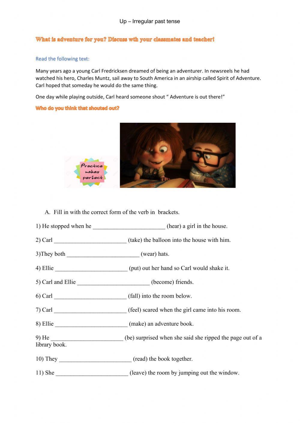 Up-irregular verbs worksheet | Live Worksheets
