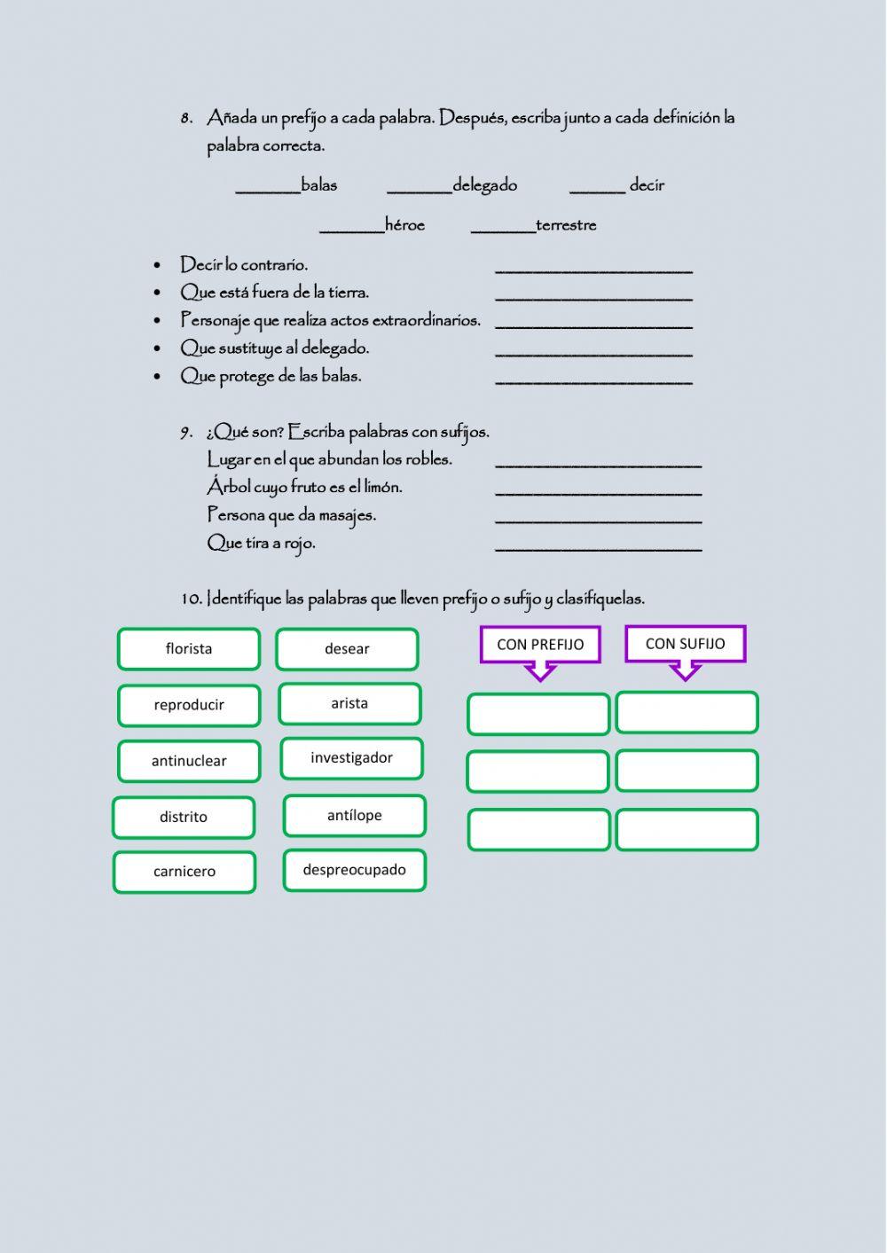 612549 | Prefijos y Sufijos | bivines | LiveWorksheets