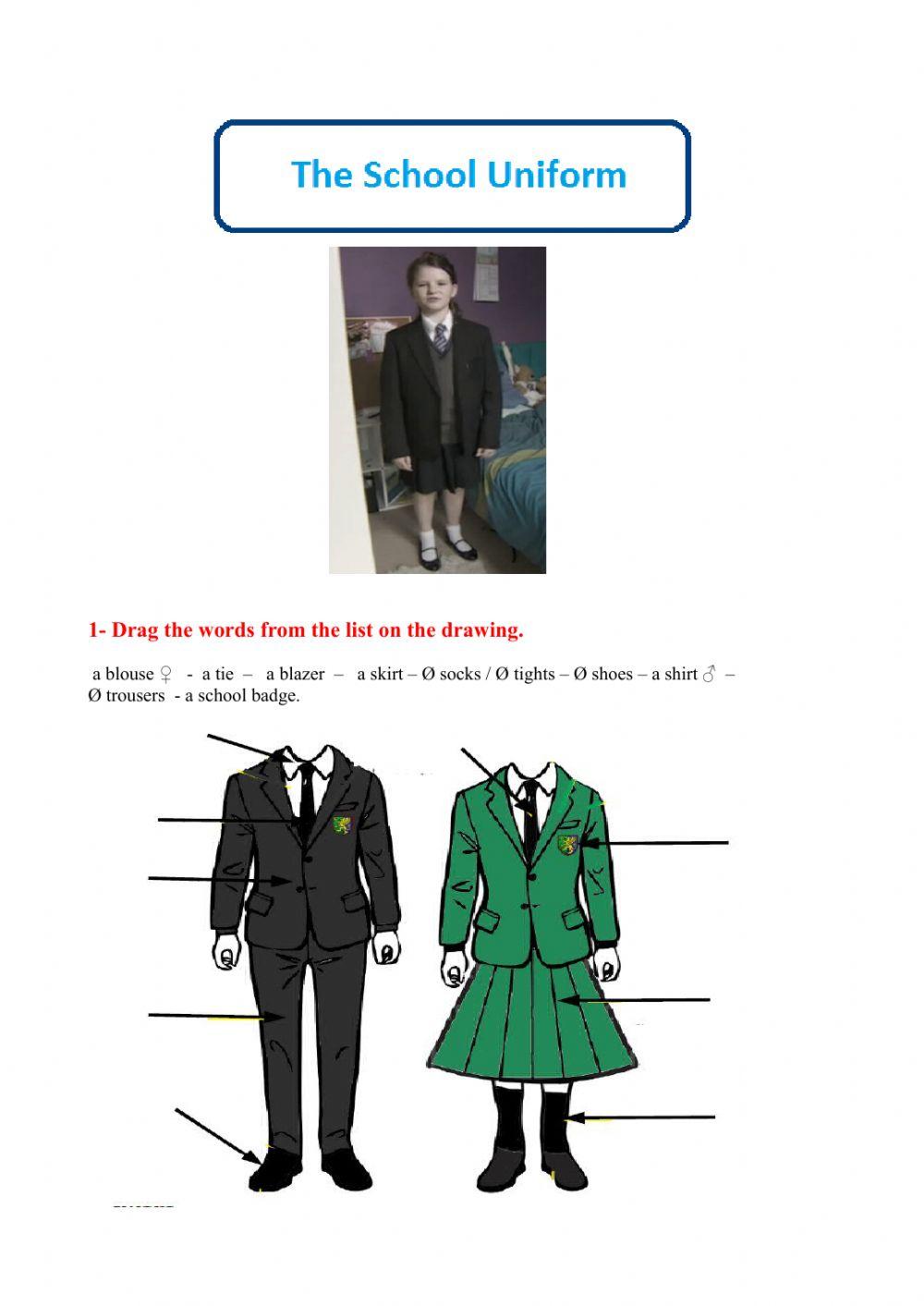 School uniform | Free Interactive Worksheets | 648852