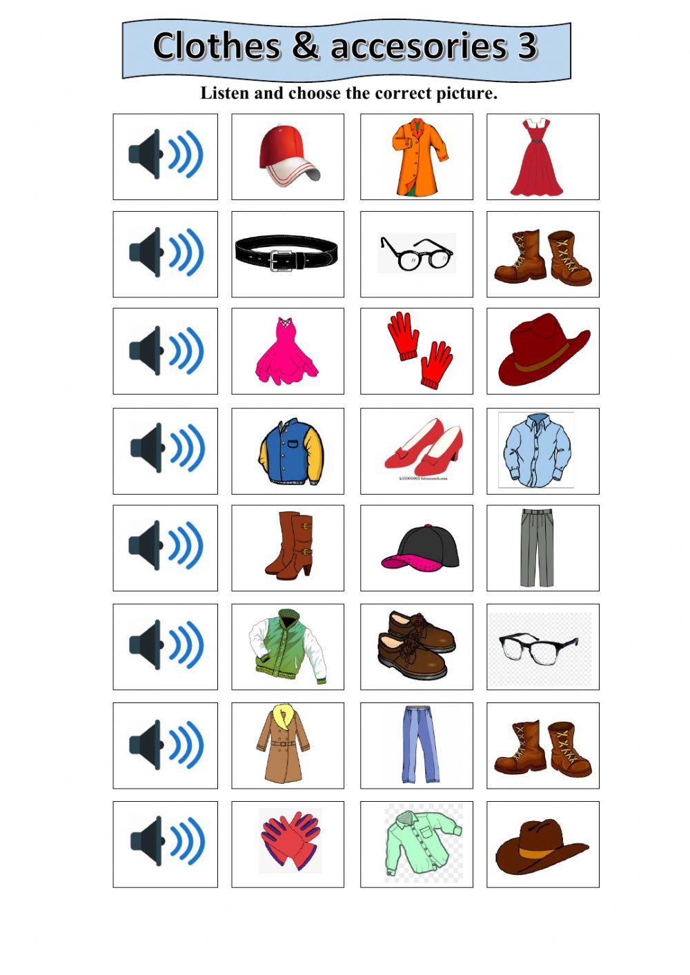 Clothes 3 interactive activity | Live Worksheets