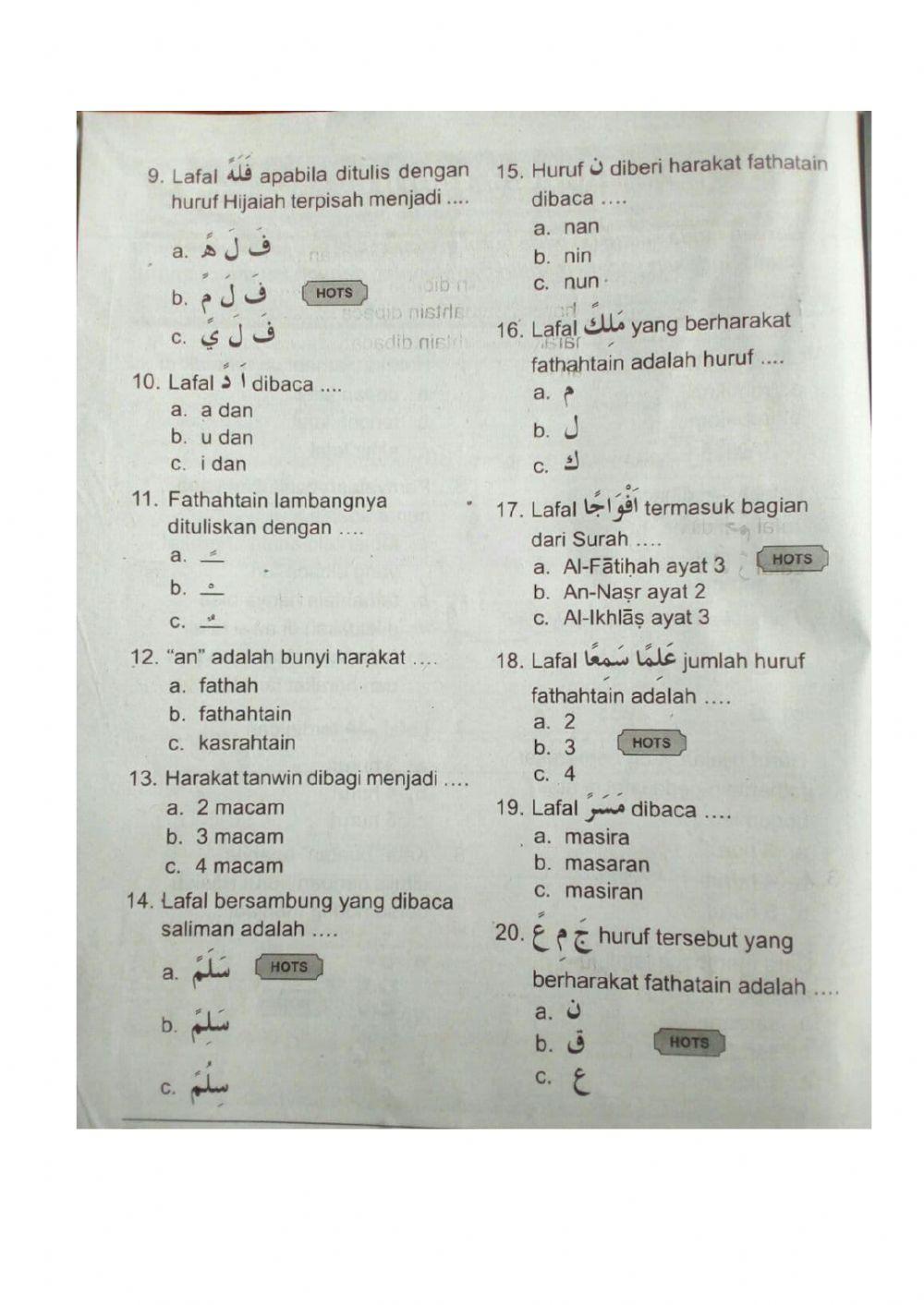 Latihan Soal Huruf Sambung Fathahtain worksheet | Live Worksheets