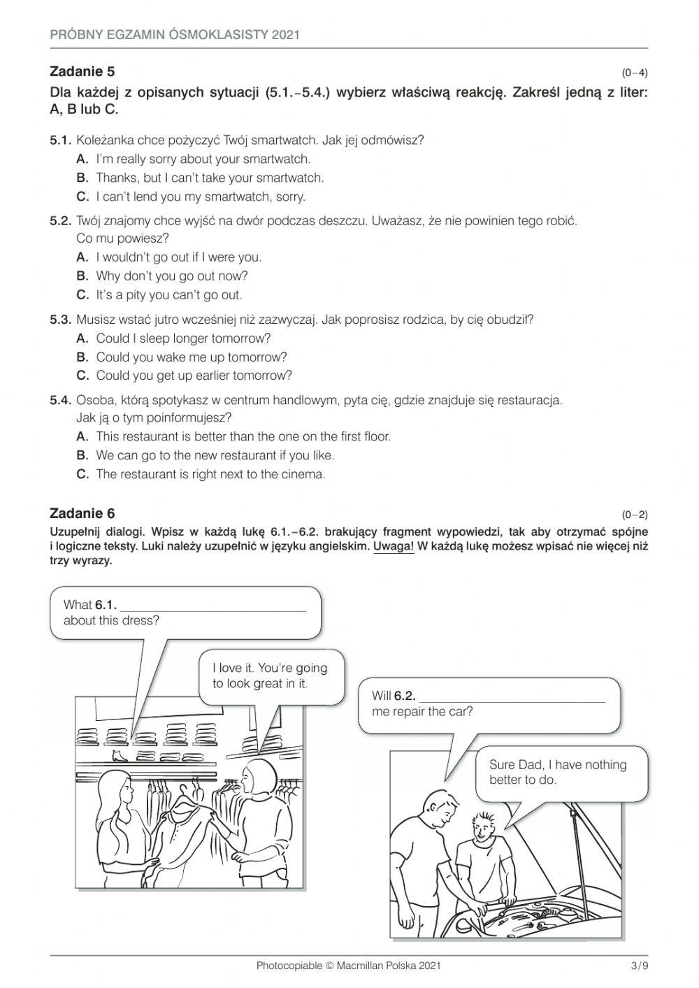 Macmillan egzamin próbny worksheet | Live Worksheets