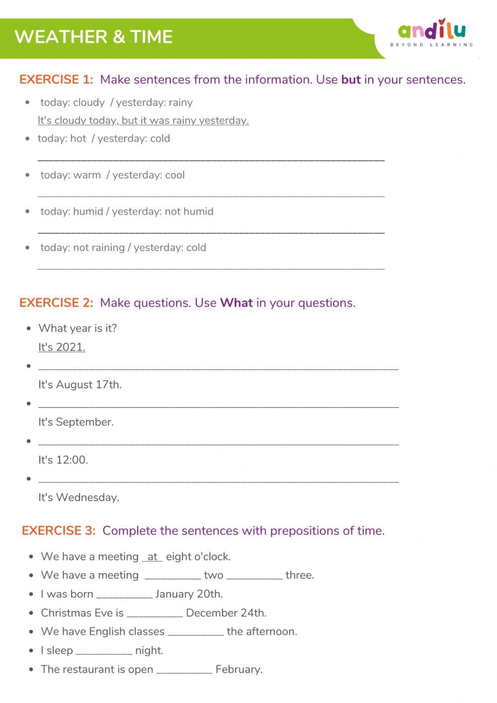 WEATHER AND TIME online exercise for | Live Worksheets