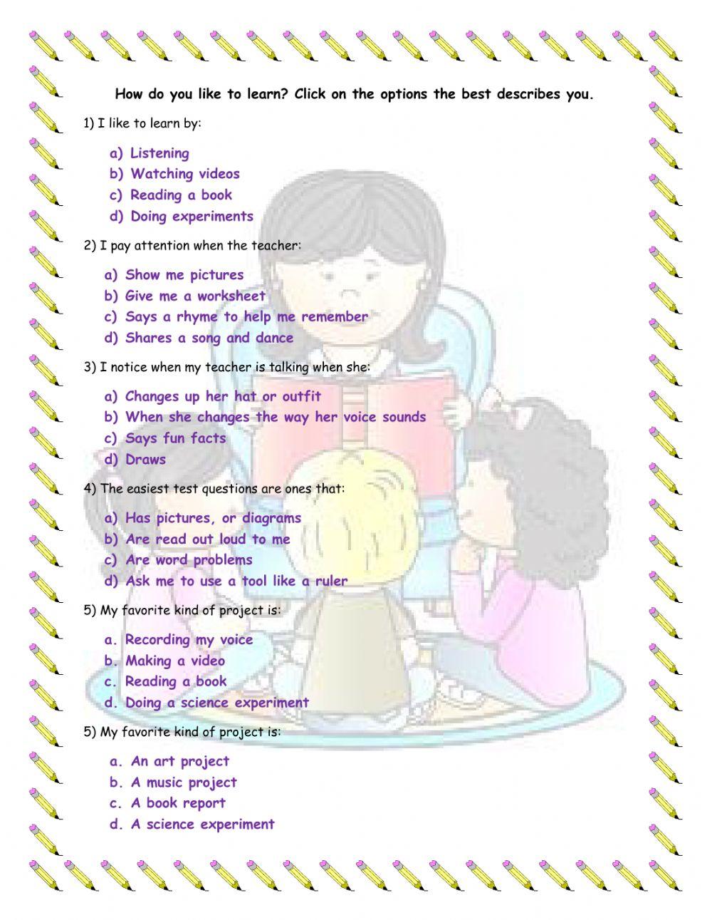 Learning Style 649417 | MsCoakley242 | Live Worksheets