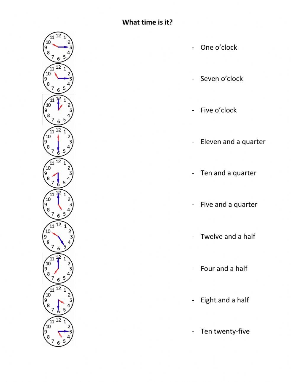 Telling time I worksheet | Live Worksheets