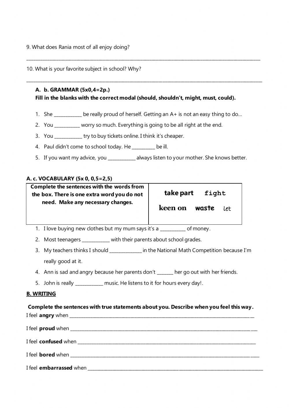 TermTest 1st Grade of Junior High School worksheet | Live Worksheets